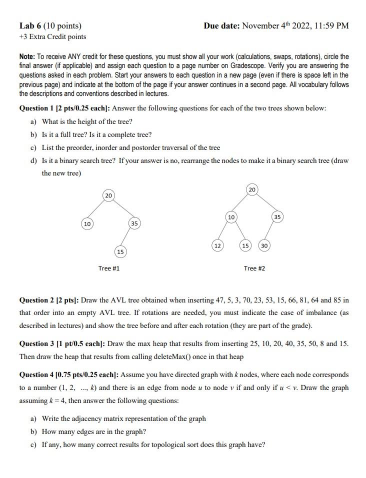 Solved +3 Extra Credit points Note: To receive ANY credit | Chegg.com