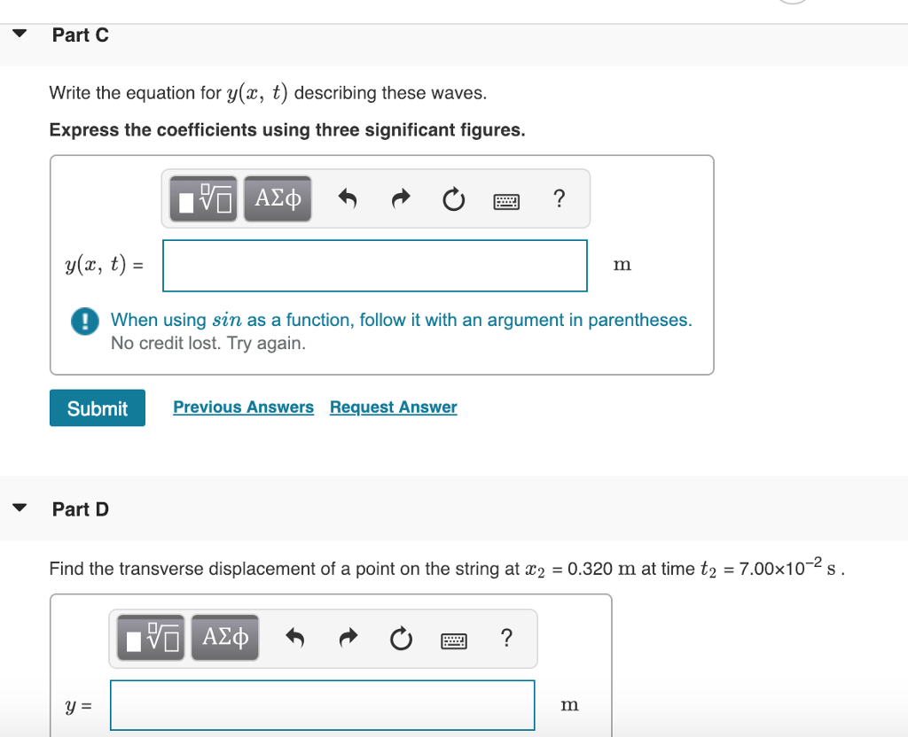 Solved Transverse waves on a string have wave speed 8.00 | Chegg.com