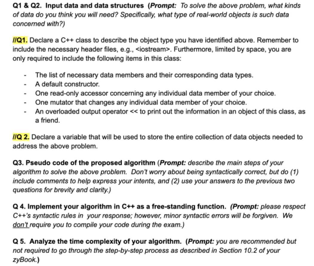 Solved Q1 \& Q2. Input data and data structures (Prompt: To | Chegg.com