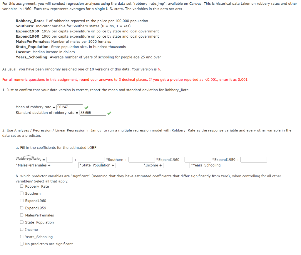 Solved For this assignment, you will conduct regression | Chegg.com
