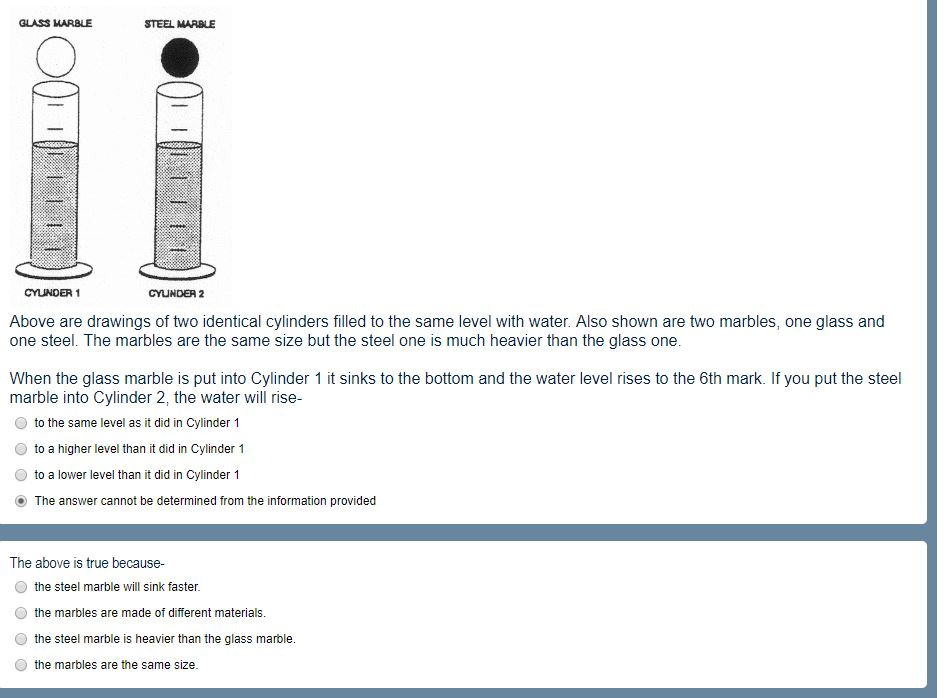 Solved GLASS MARBLE STEEL MARBLE CYUNDER 1 CYUNDER 2 Above | Chegg.com