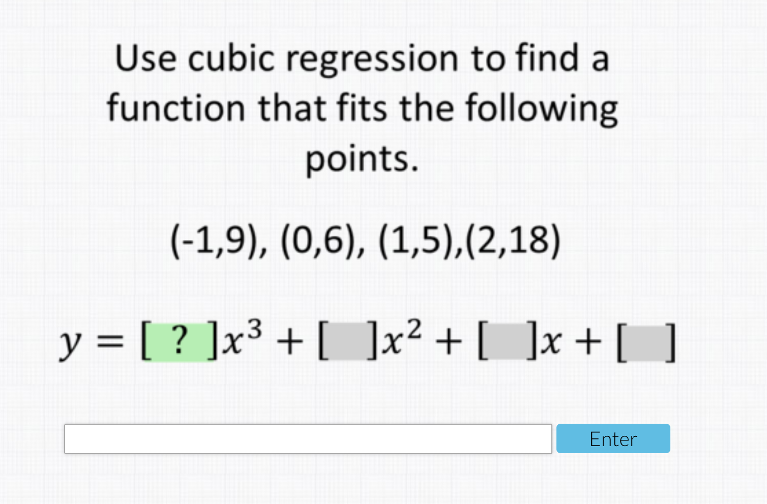 Solved Use cubic regression to find a function that fits the | Chegg.com