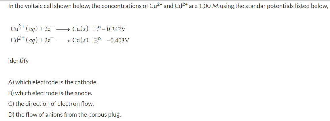 Solved Part 2 (1 point) Identify the cathode and anode in | Chegg.com