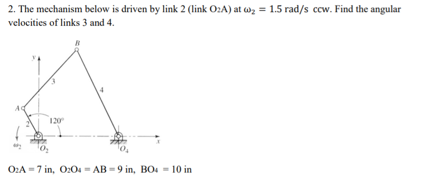 Solved 2. The mechanism below is driven by link 2 (link O2A) | Chegg.com