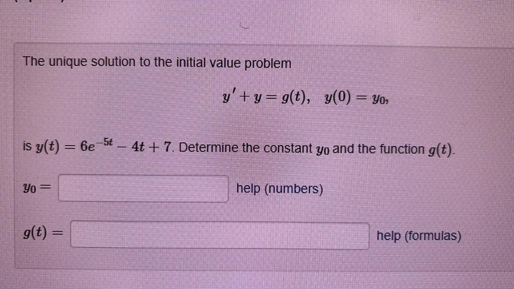 Solved The unique solution to the initial value problem | Chegg.com