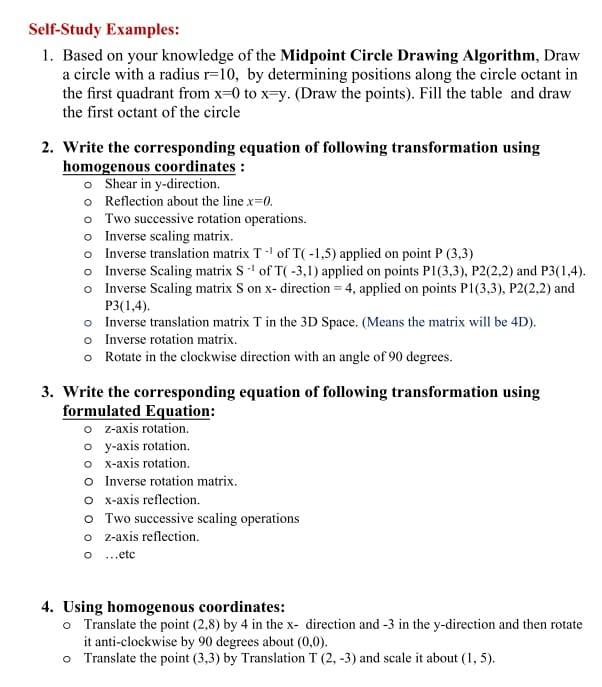 Solved Self-Study Examples: 1. Based on your knowledge of | Chegg.com