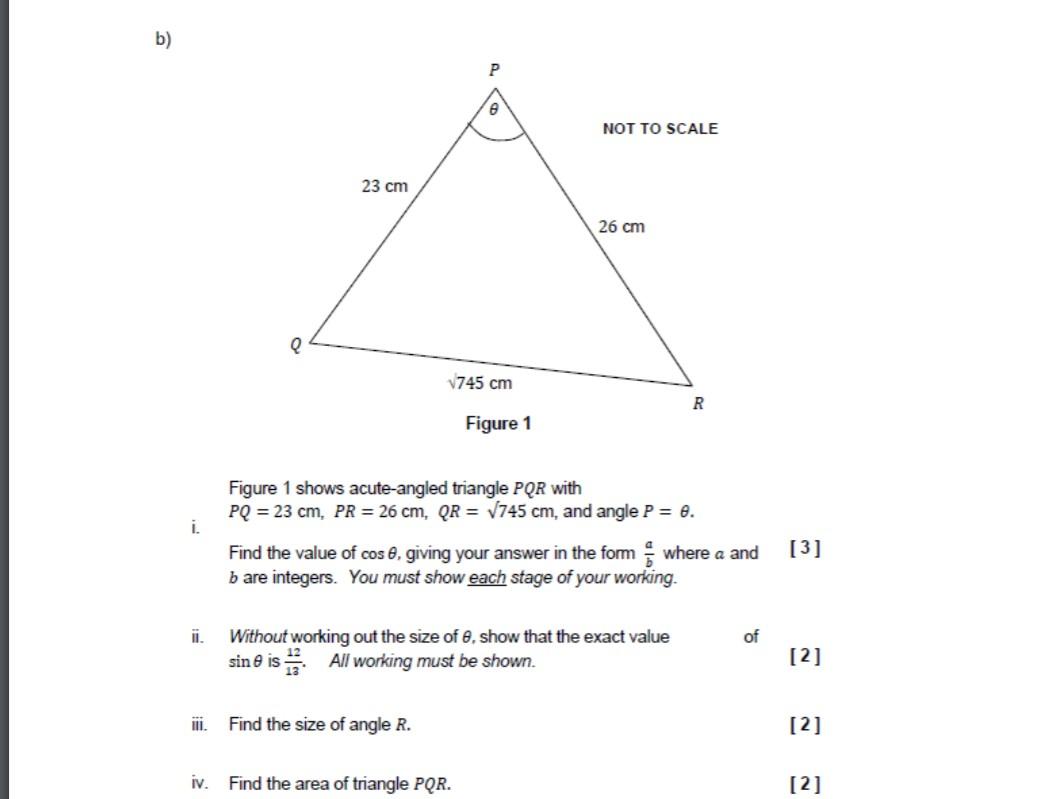 Solved b) P o NOT TO SCALE 23 cm 26 cm 1745 cm R Figure 1 i. | Chegg.com
