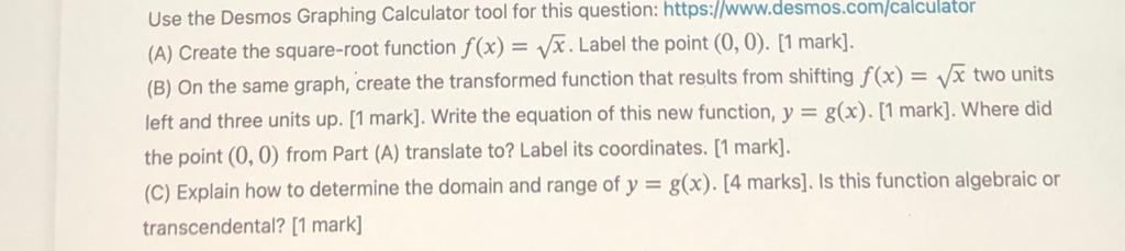 Solved Use the Desmos Graphing Calculator tool for this | Chegg.com