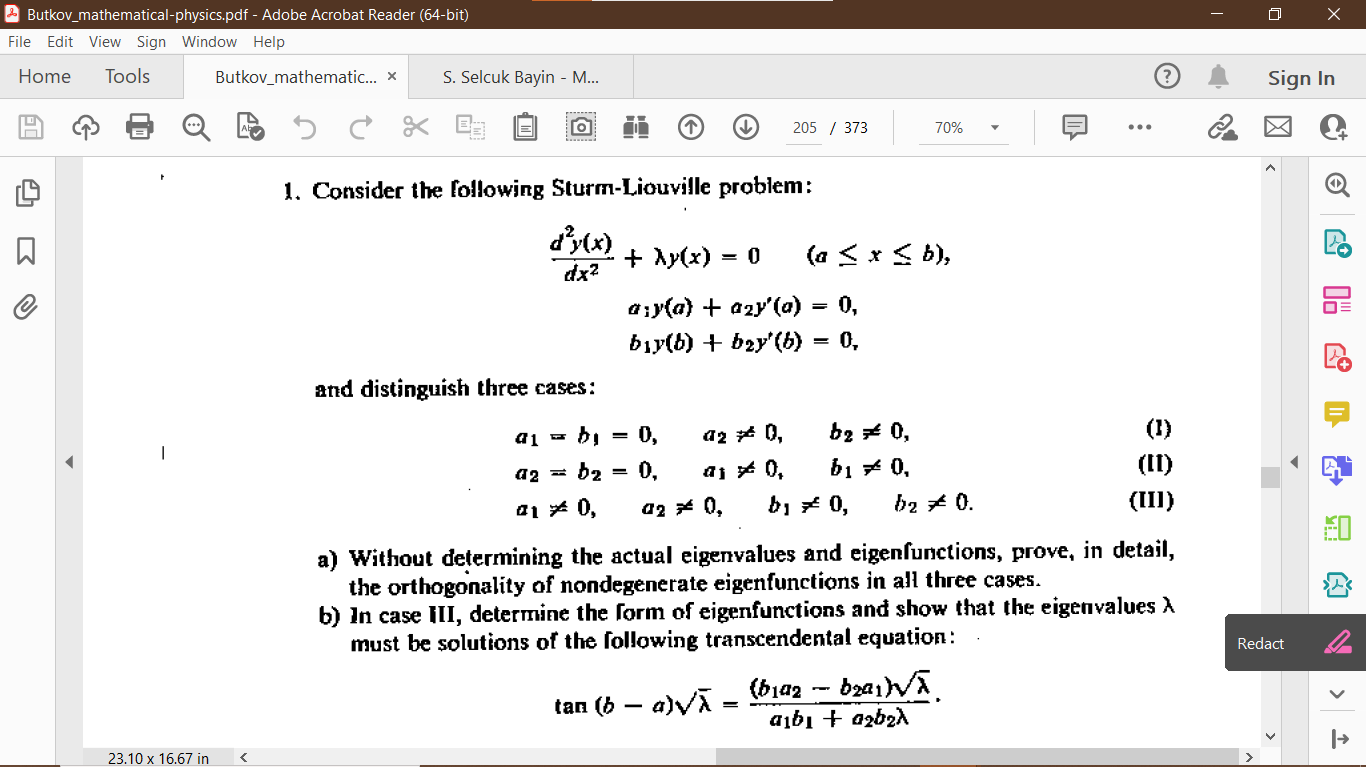 Solved 1. Consider the Collowing Sturm-Liouville problem: | Chegg.com