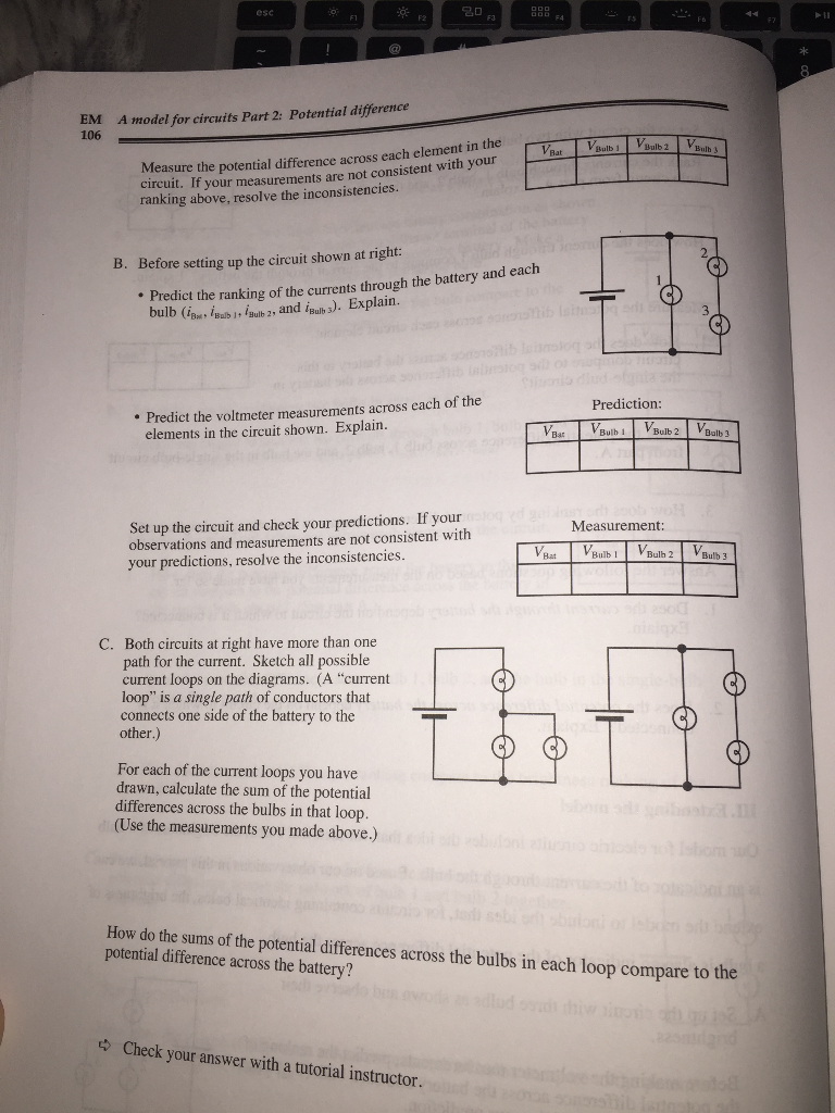 Solved esc EM 106 A model for circuits Part 2: Potential | Chegg.com