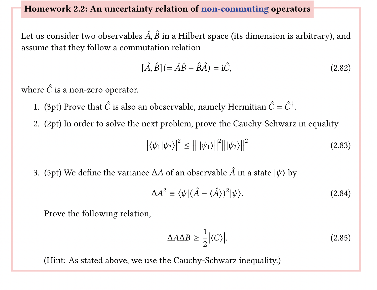 Solved Homework 2.2: An uncertainty relation of | Chegg.com