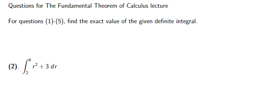 Solved Questions for The Fundamental Theorem of Calculus | Chegg.com