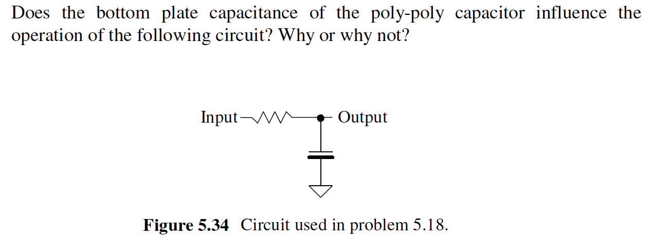Solved Does the bottom plate capacitance of the poly-poly | Chegg.com