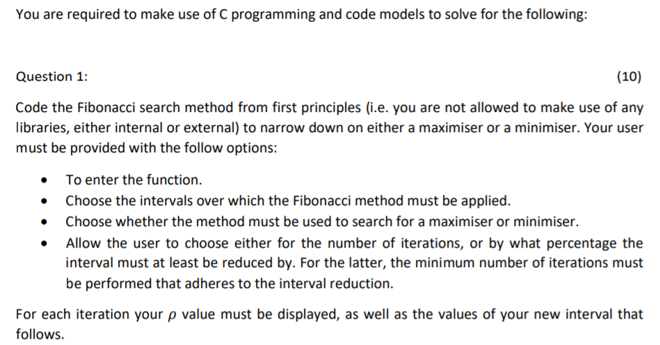 Solved You are required to make use of C programming and | Chegg.com