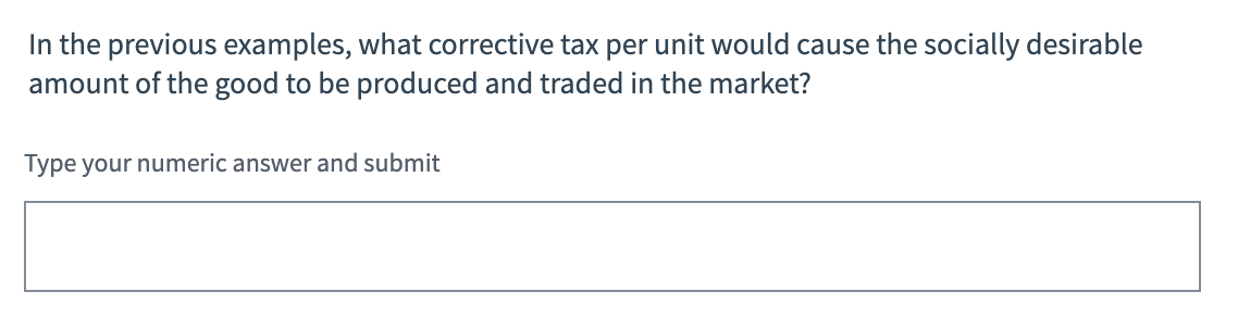 Solved In the previous examples, what corrective tax per | Chegg.com
