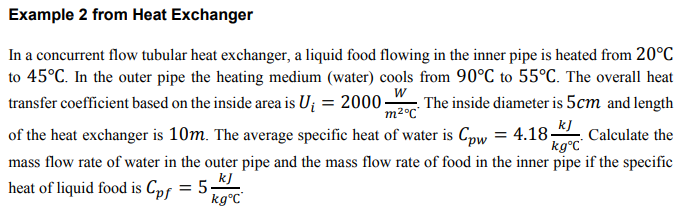 Solved Example 2 from Heat Exchanger In a concurrent flow | Chegg.com