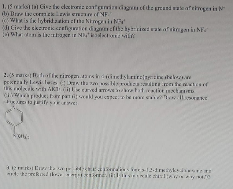 Solved 1. (5 marks) (a) Give the electronic configuration | Chegg.com