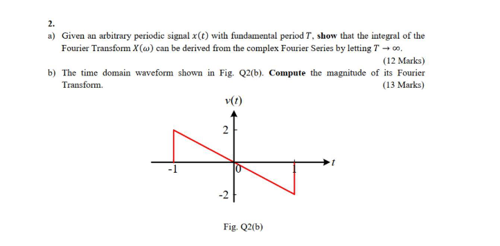 Solved 2. a) Given an arbitrary periodic signal x(t) with | Chegg.com