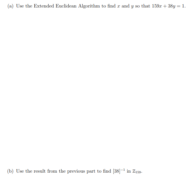 Solved (a) Use the Extended Euclidean Algorithm to find u | Chegg.com