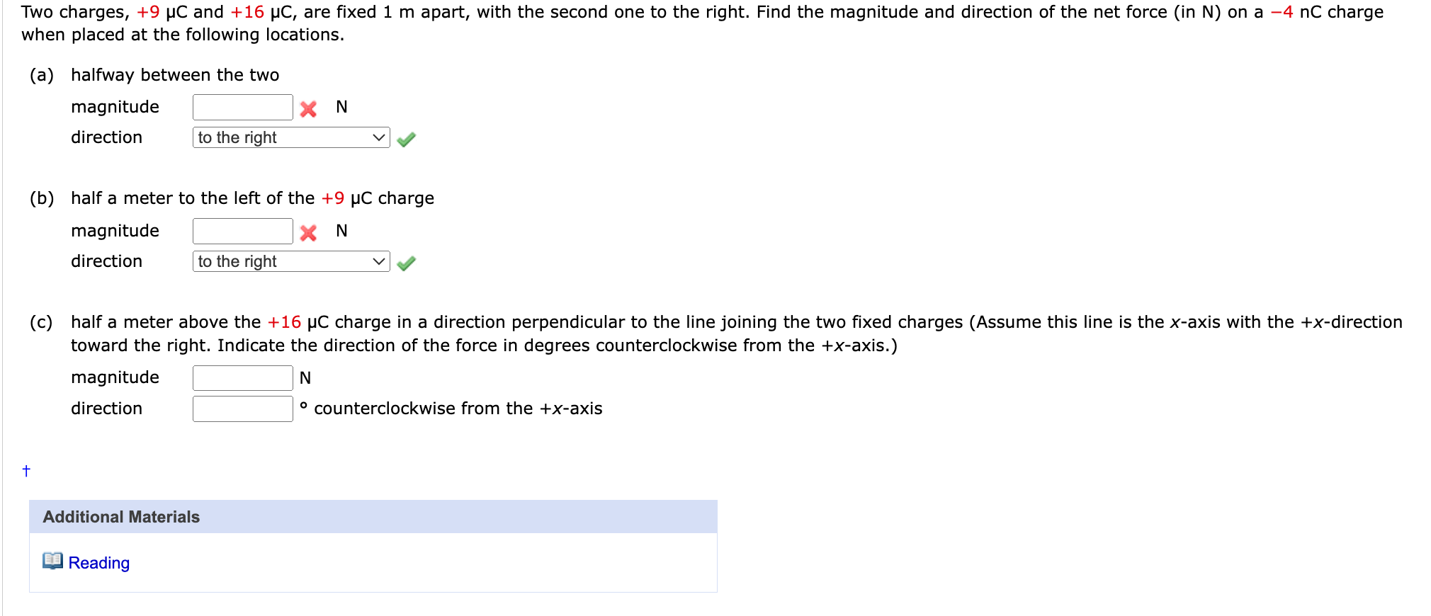 Solved Two charges, +9μC ﻿and +16μC, ﻿are fixed 1m ﻿apart, | Chegg.com