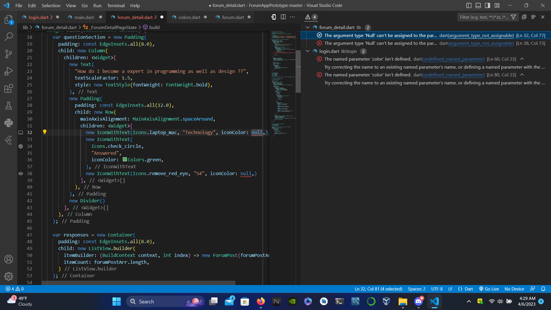 Hi need help with my flutter programs. I included | Chegg.com
