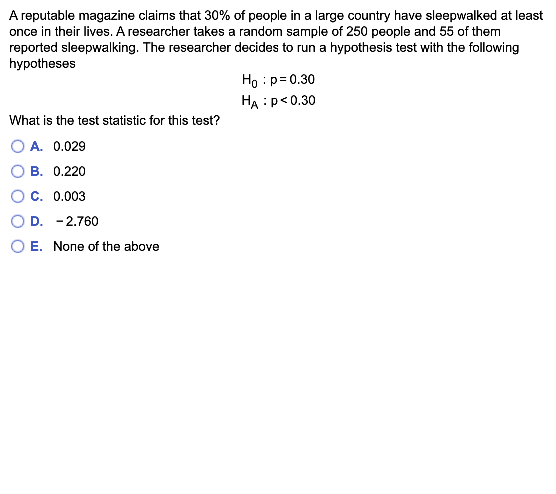 Solved A reputable magazine claims that 30% of people in a | Chegg.com