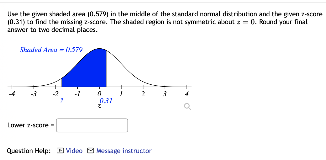 Solved Use the given shaded area (0.579) ﻿in the middle of | Chegg.com