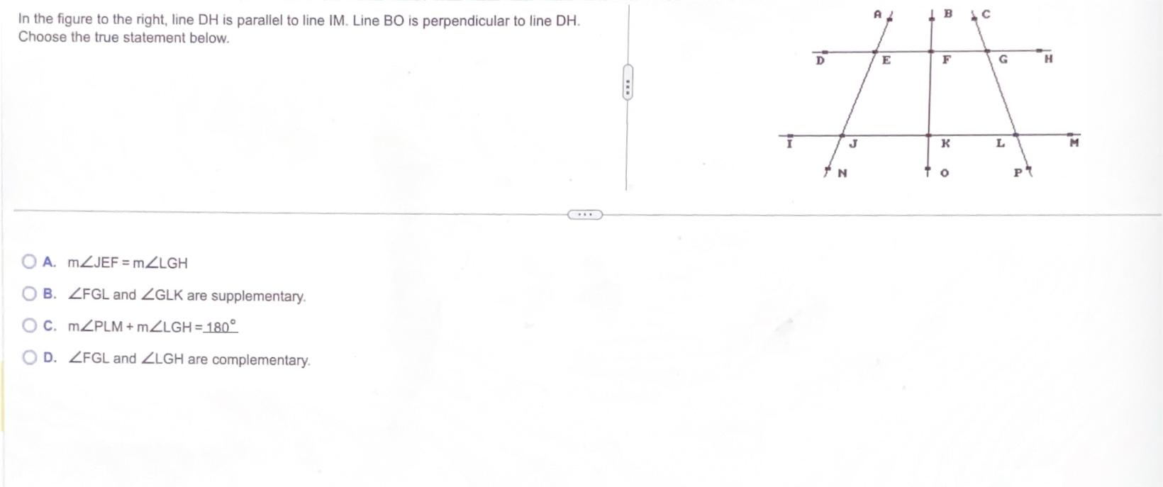 Solved In the figure to the right, line DH is parallel to | Chegg.com