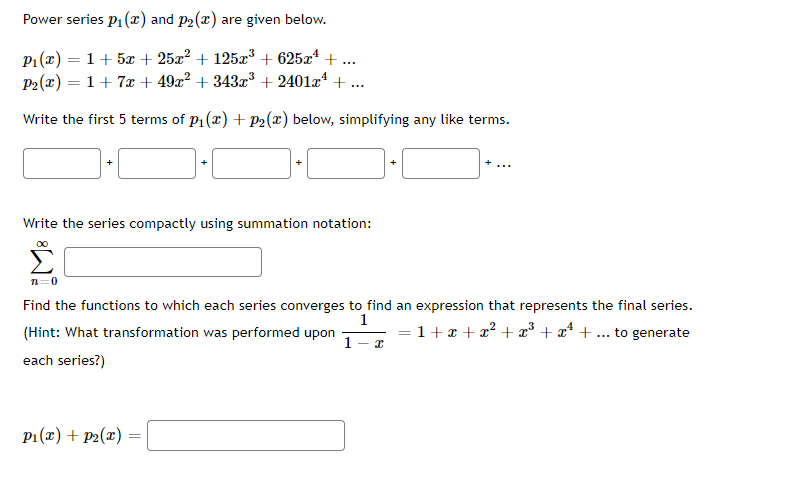 Solved Power series p1(x) and p2(x) are given below. | Chegg.com