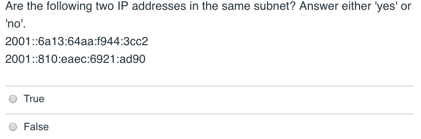 Solved Are the following two IP addresses in the same | Chegg.com