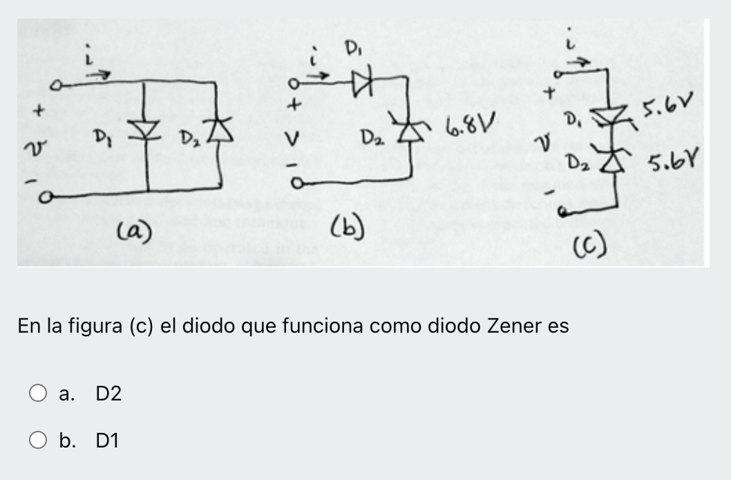 Solved (b) En la figura (c) el diodo que funciona como diodo | Chegg.com
