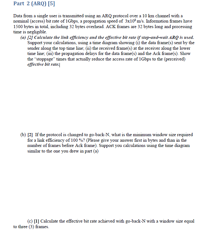 Solved Part 2 (ARQ) [5] Data from a single user is | Chegg.com