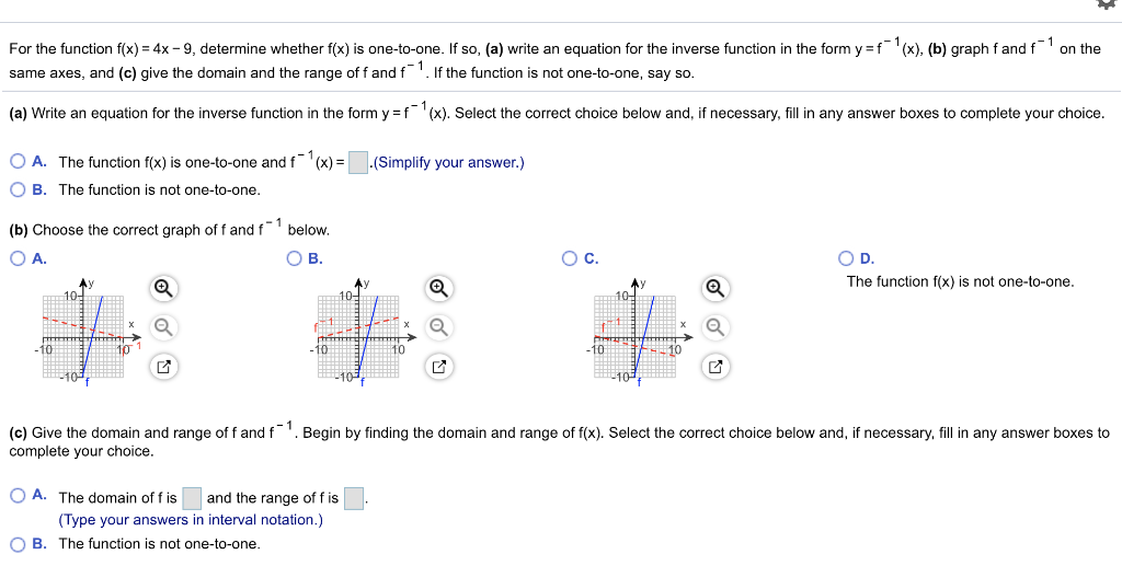 Solved For the function f(x) 4x - 9, determine whether f(x) | Chegg.com