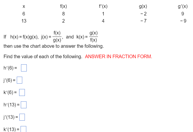 Solved If h(x)=f(x)g(x),j(x)=g(x)f(x), and k(x)=f(x)g(x) | Chegg.com