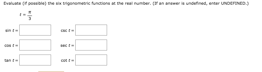 Solved Evaluate (if possible) the six trigonometric | Chegg.com