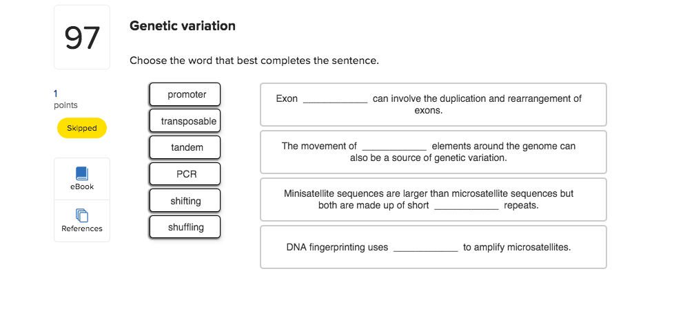 Solved Genetic variation 97 Choose the word that best | Chegg.com
