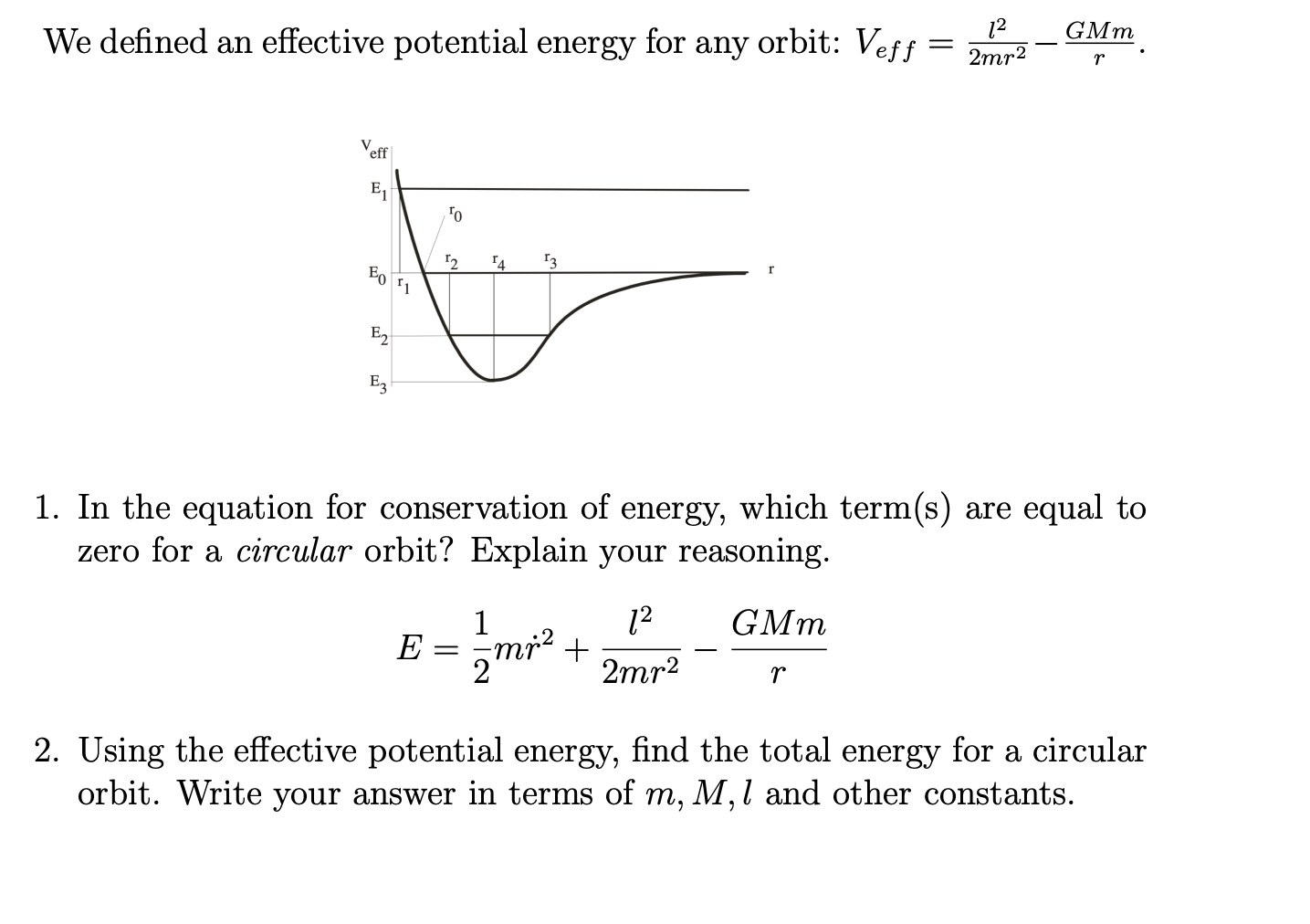 Solved 12 We defined an effective potential energy for any | Chegg.com