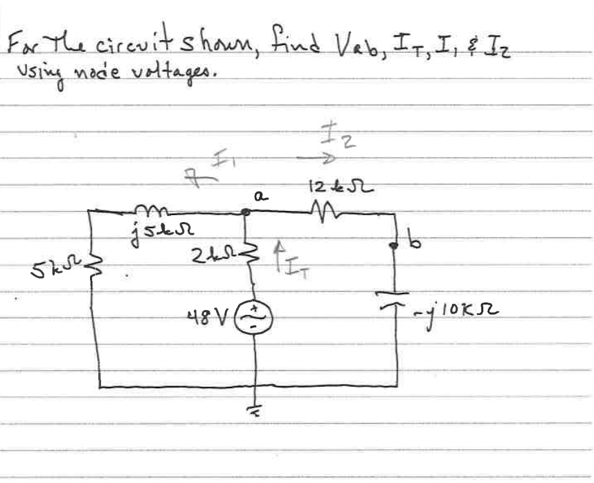 Solved For The circuit shown, find Vab,IT,I1&I2 vsing node | Chegg.com