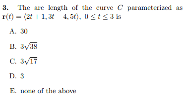 Solved 3. The arc length of the curve c parameterized as | Chegg.com