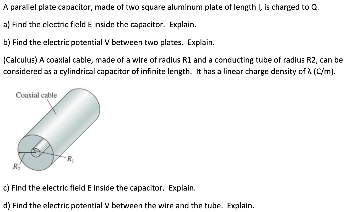 Solved A parallel plate capacitor, made of two square | Chegg.com