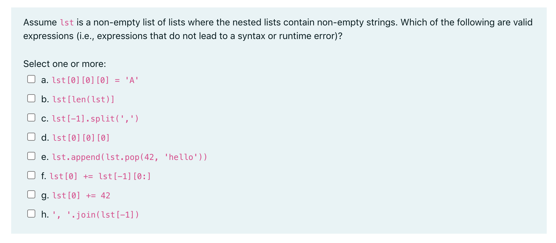 Solved Assume lst is a non-empty list of lists where the | Chegg.com