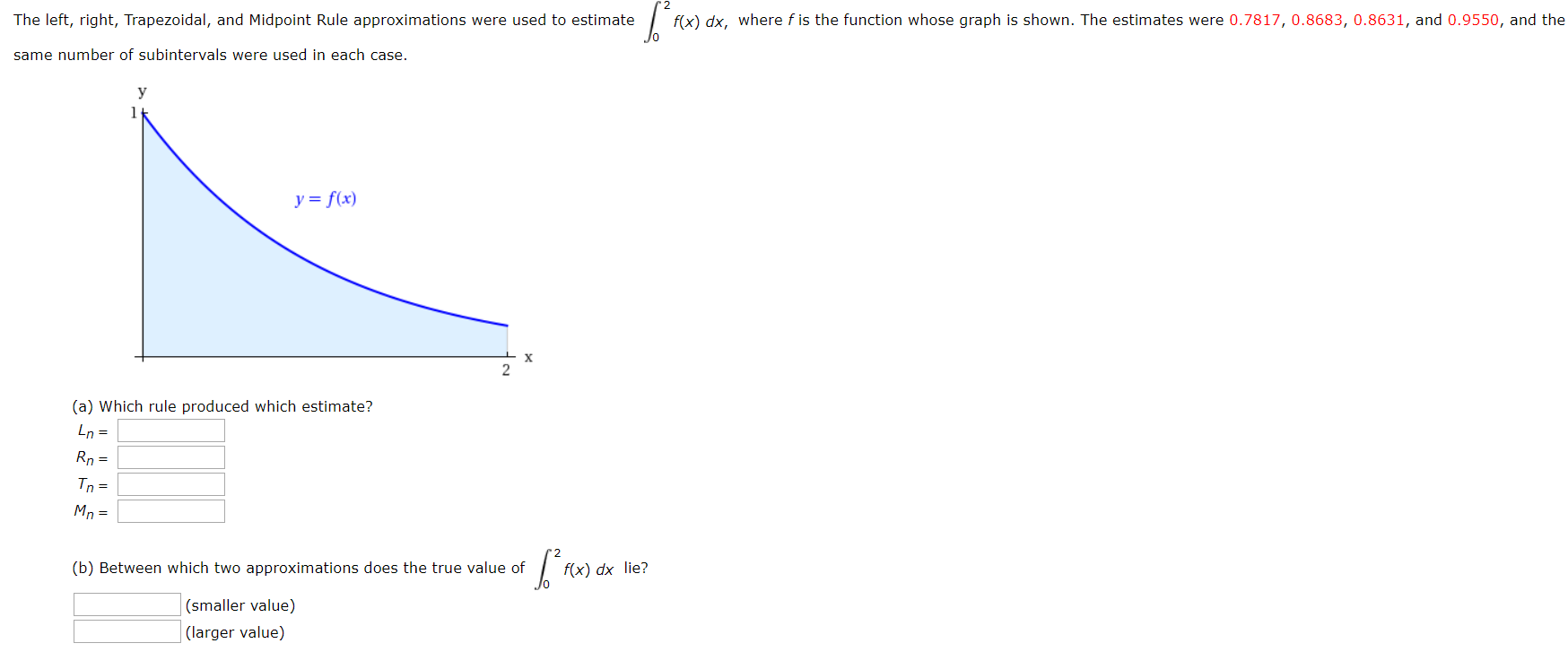 Solved The left, right, Trapezoidal, and Midpoint Rule | Chegg.com