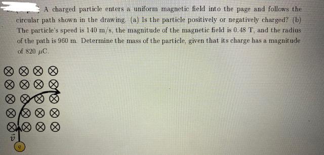 Solved A charged particle enters a uniform magnetic field | Chegg.com