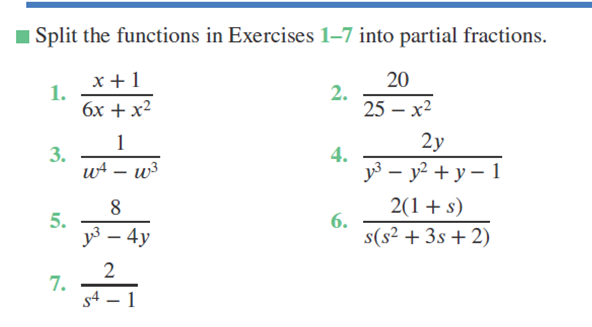 Solved Split the functions in Exercises 1–7 into partial | Chegg.com