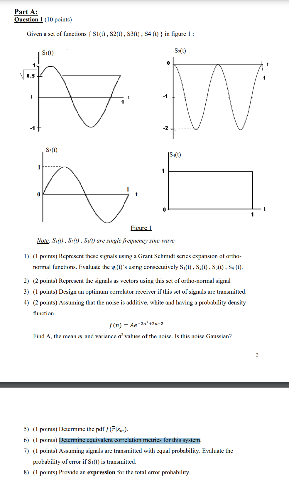 Solved Given a set of functions {S1(t),S2(t),S3(t),S4(t)} in | Chegg.com