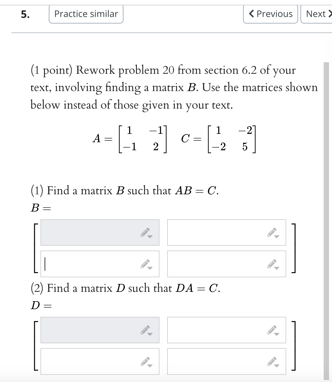 Solved (1 point) Rework problem 20 from section 6.2 of your | Chegg.com