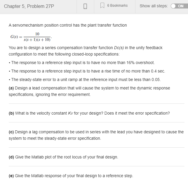 Solved Chapter 5, Problem 27P 6 Bookmarks Show all steps: O | Chegg.com