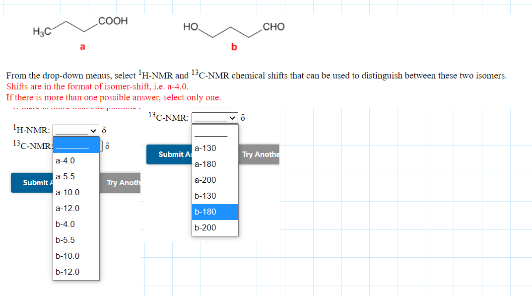 Solved COOH НО. CHO H3C a b LLLLA VAL PODIUL From the | Chegg.com