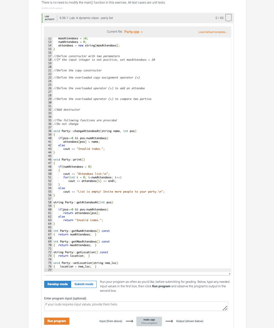 Solved 9.36 Lab: A dynamic class - party list This exercise | Chegg.com