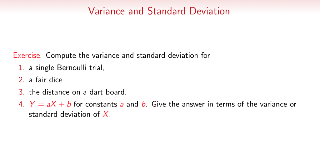 Solved Variance and Standard Deviation Exercise. Compute the | Chegg.com